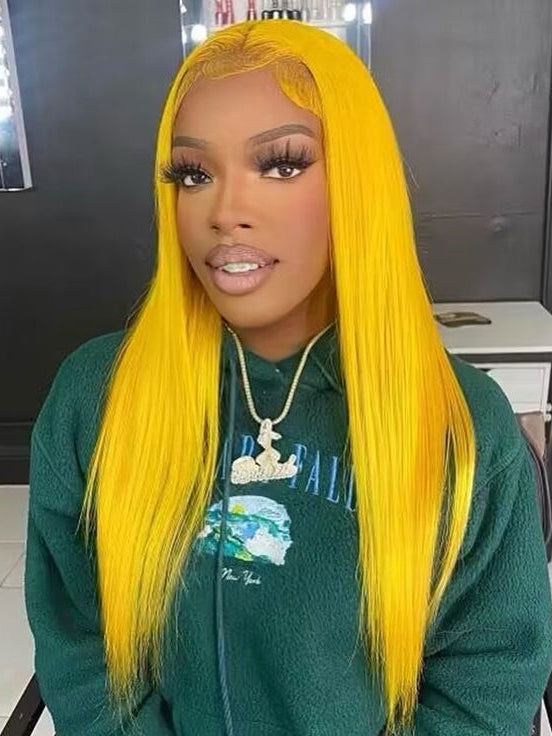 Dorsanee Hair Lace Wigs Yellow Color Long Straight 13x4 Lace Front Wig ...