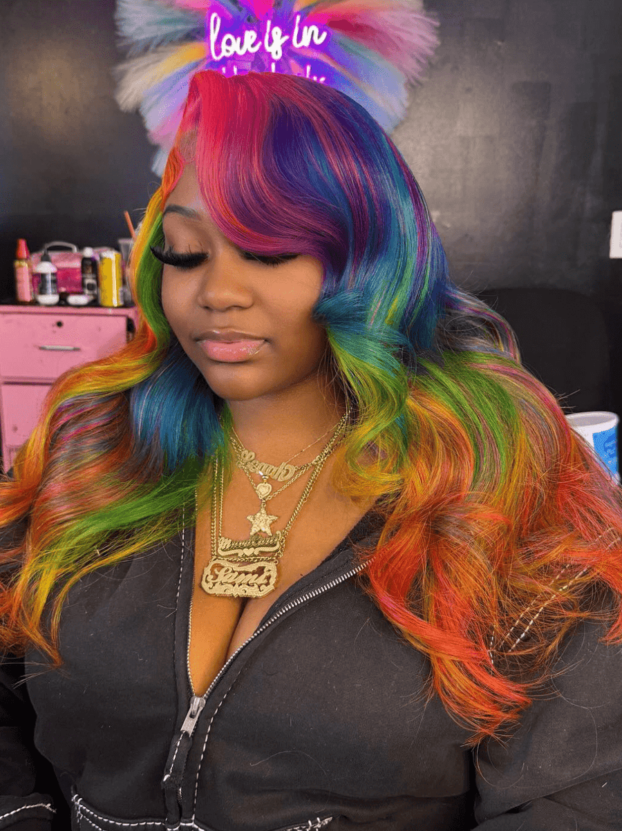 42 40 38 36 34 32 30 inch Buss Down Knee Length Lace Front Hair Wig ...