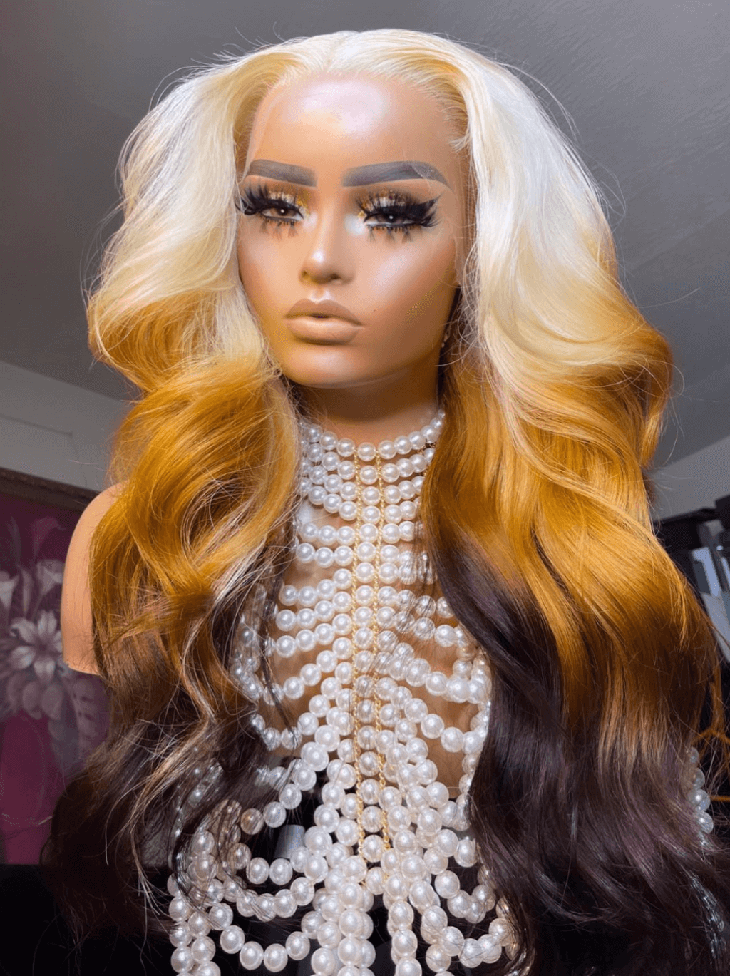 Ombre Blonde Ginger Dark Brown Body Wave HD Lace Front Human Hair Wigs ...