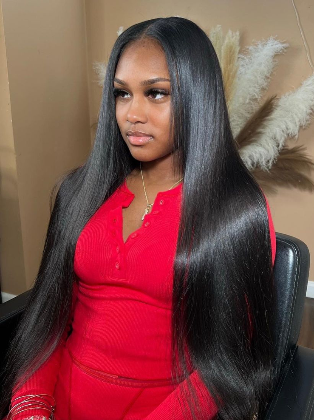 42 40 38 36 34 32 30 inch Buss Down Knee Length Lace Front Hair Wig ...