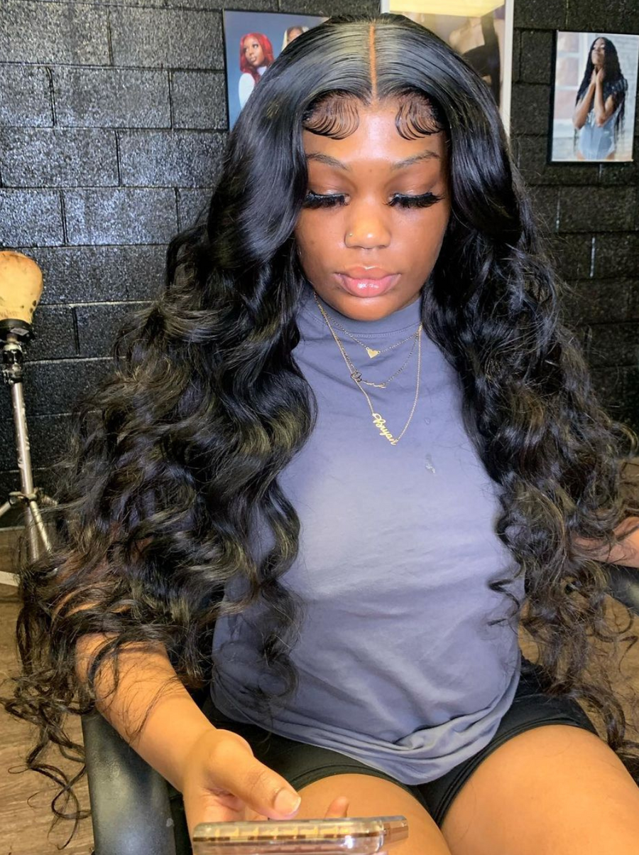42 40 38 34 32 30 inch Buss Down Knee Length 13x4 Lace Front Hair Wig ...