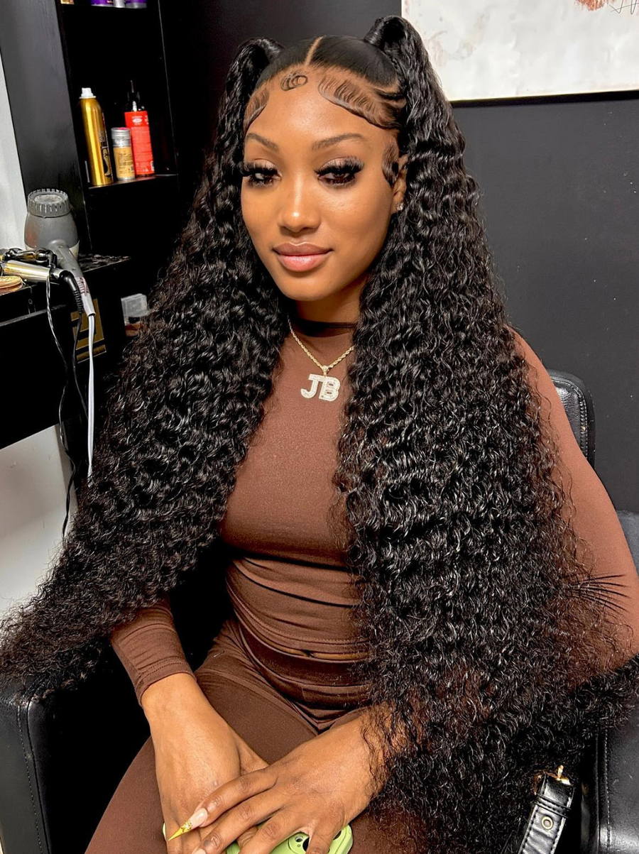 42 40 38 34 32 30 inch Buss Down Knee Length 13x4 Lace Front Hair Wig ...