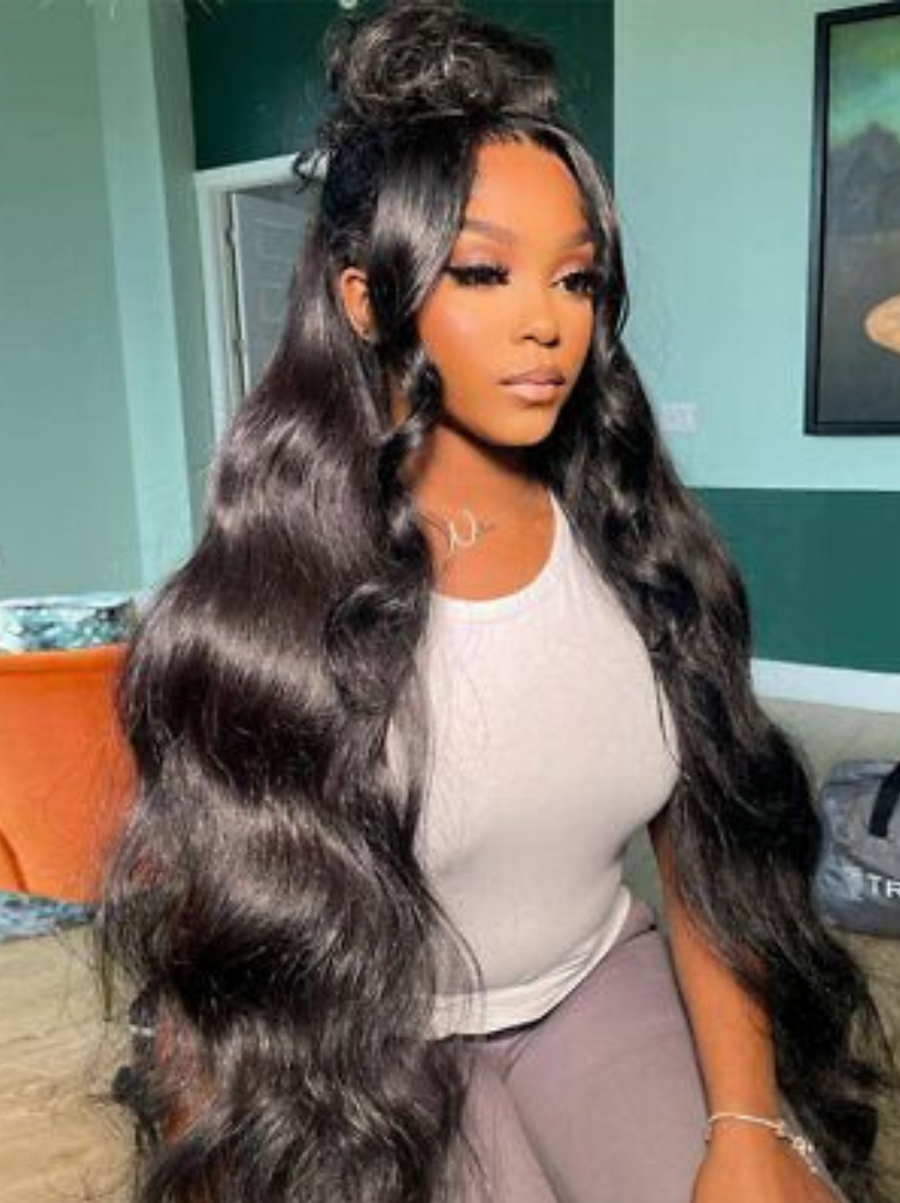 42 40 38 34 32 30 inch Buss Down Knee Length 13x4 Lace Front Hair Wig ...