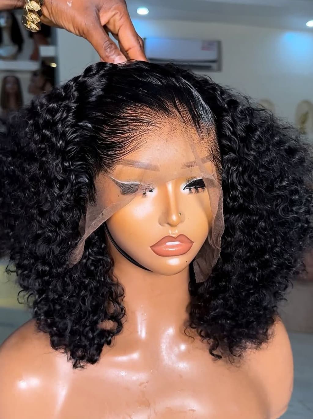 Elegant Short Bob Kinky Curly 13x4 Lace Front Virgin Human Hair Wigs ...
