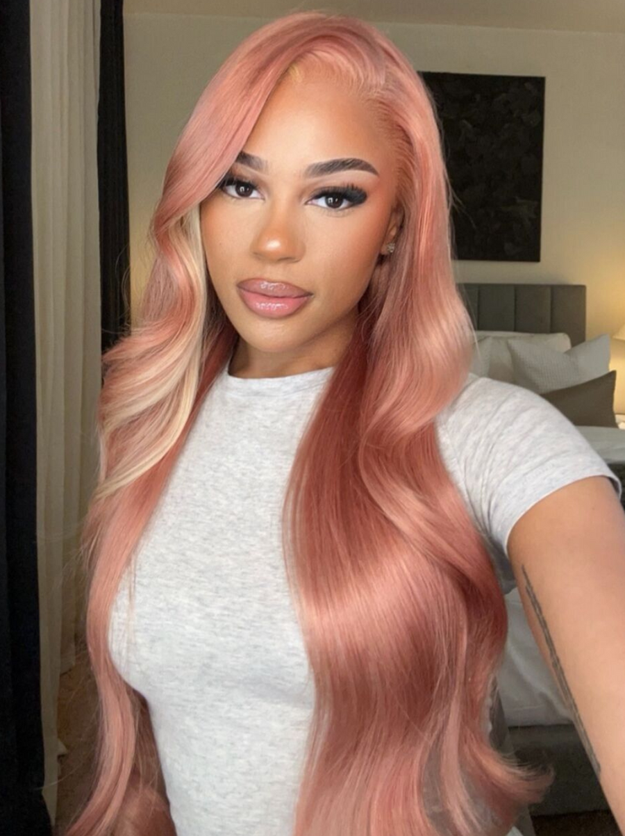 Pink Wigs, Colored Wigs, Highlighted 100% Human hair Wigs, Transparent ...