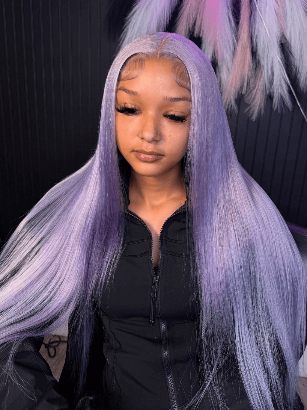 Lavender Purple Bone Straight 13x4 HD Lace Front Virgin Human Hair Wig ...