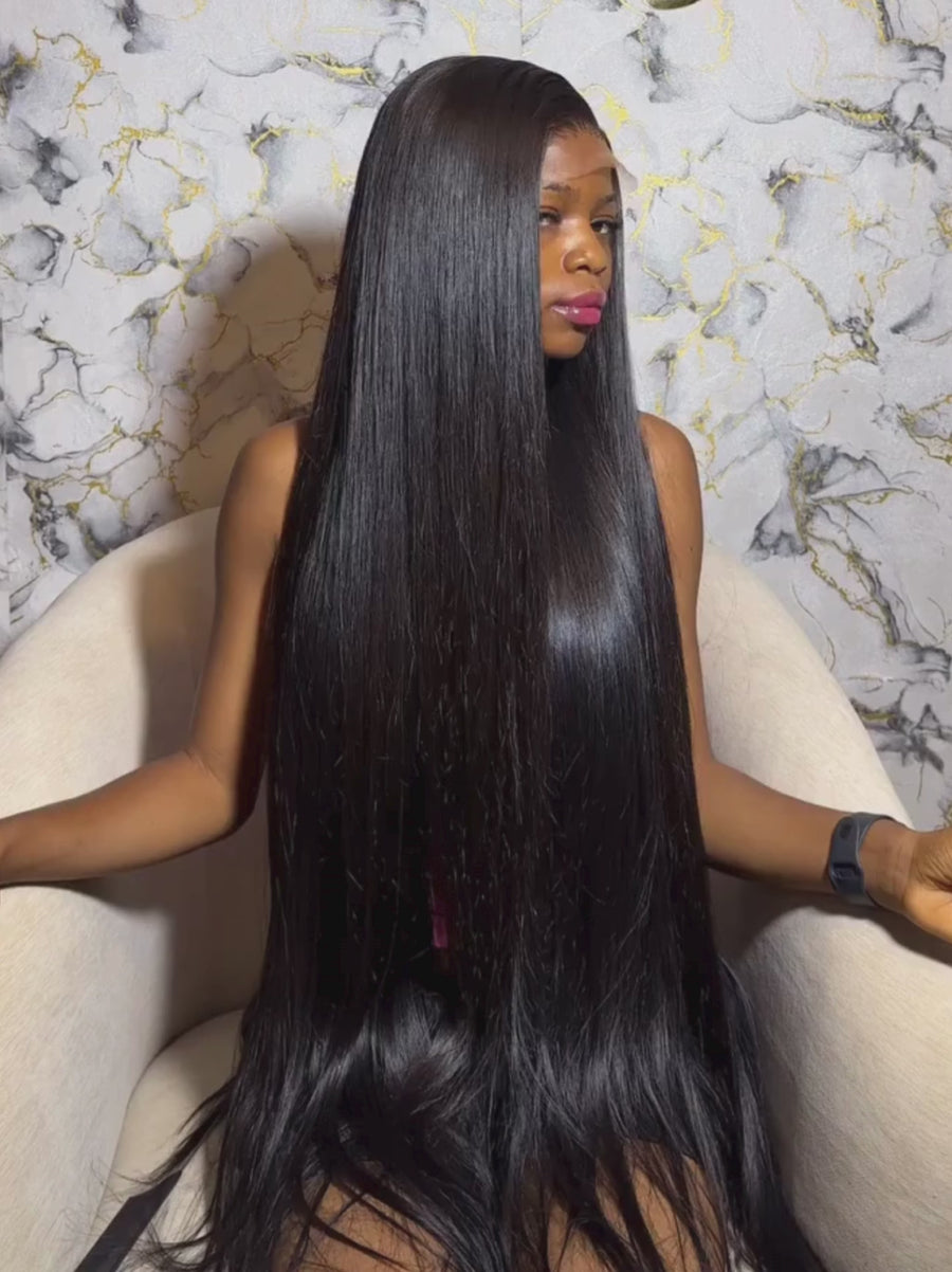 42 40 38 34 32 30 inch Buss Down Knee Length 13x4 Lace Front Hair Wig ...